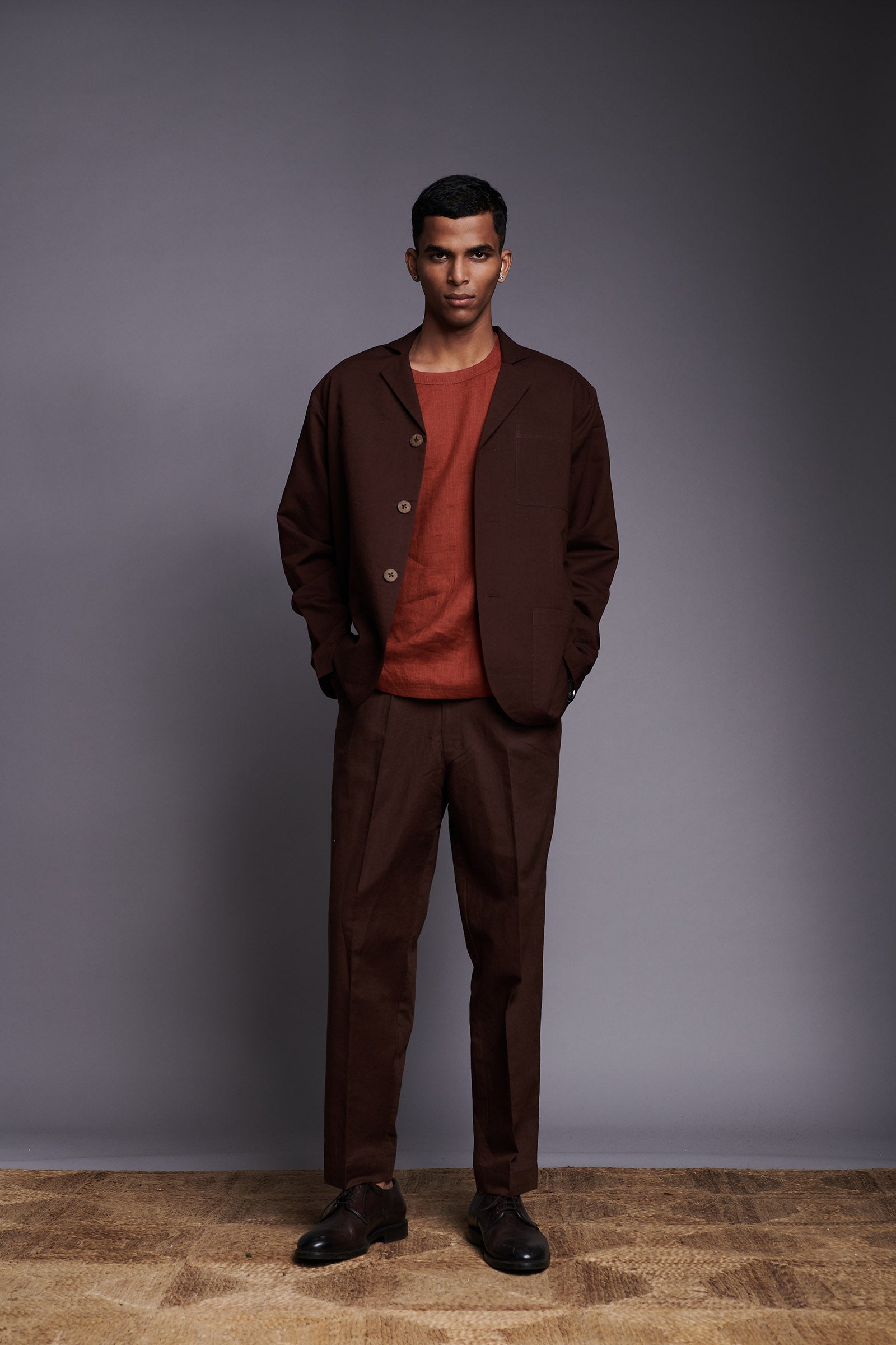 Coffee Co-Linen Men's Relaxed Blazer Set – Saphed
